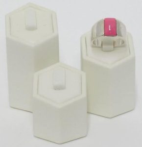 Ring display column - leatherette - medium hexagon shape - Shop Display ...